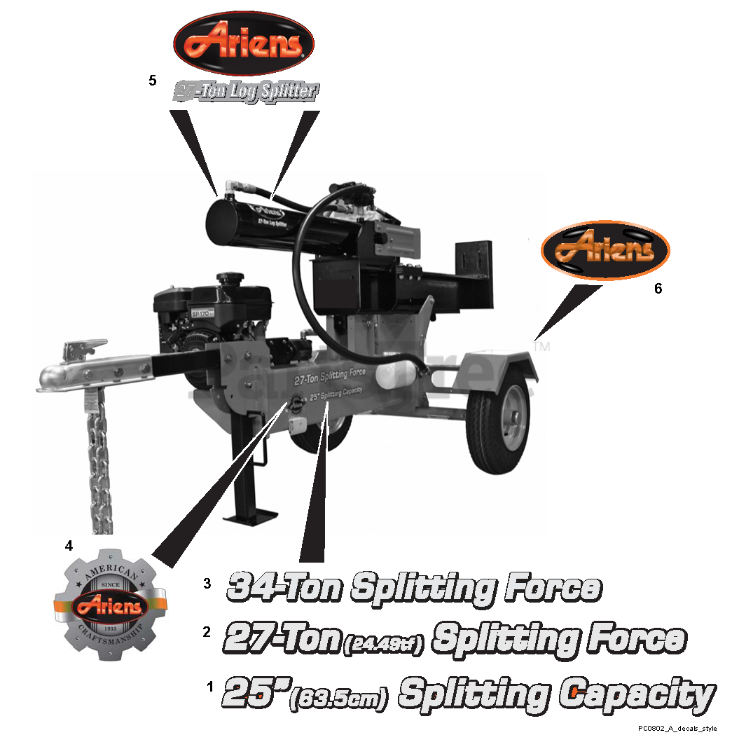 Ariens 917002 - Ariens 34-Ton Log Splitter, 210cc Subaru (SN: 007000 ...