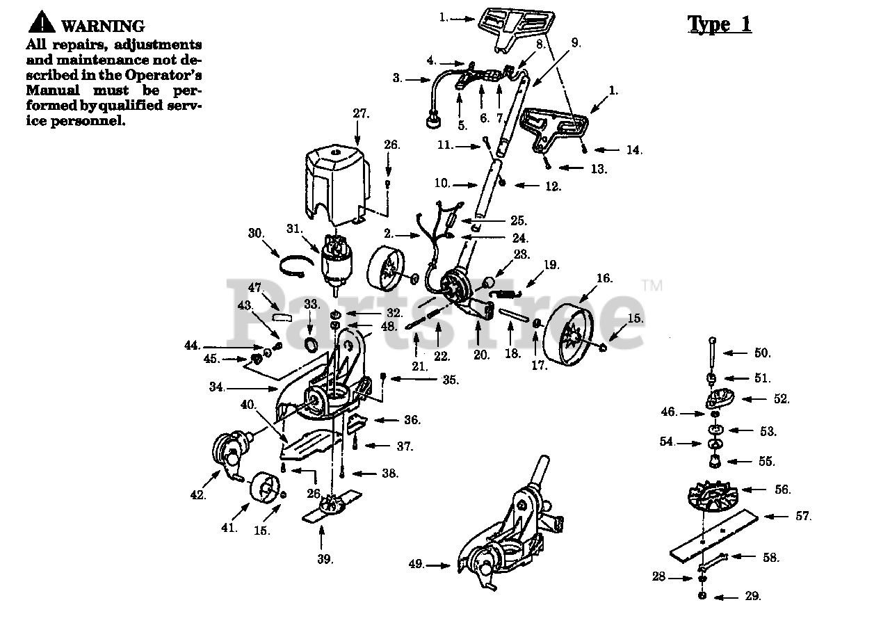 Weed Eater E 150 BT - Weed Eater Edger, Electric TRIMMER ASSEMBLY ...