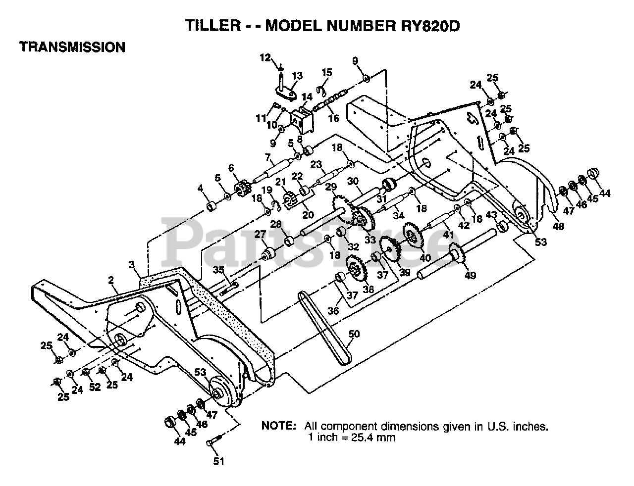 Roper RY 820 D - Roper Rally Tiller (1995) TRANSMISSION Parts Lookup ...