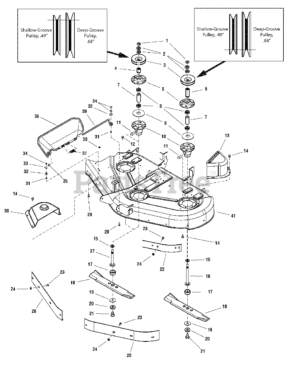 Simplicity 1694886 - Simplicity 44" Mower Deck 44" Mower Deck - Housing ...
