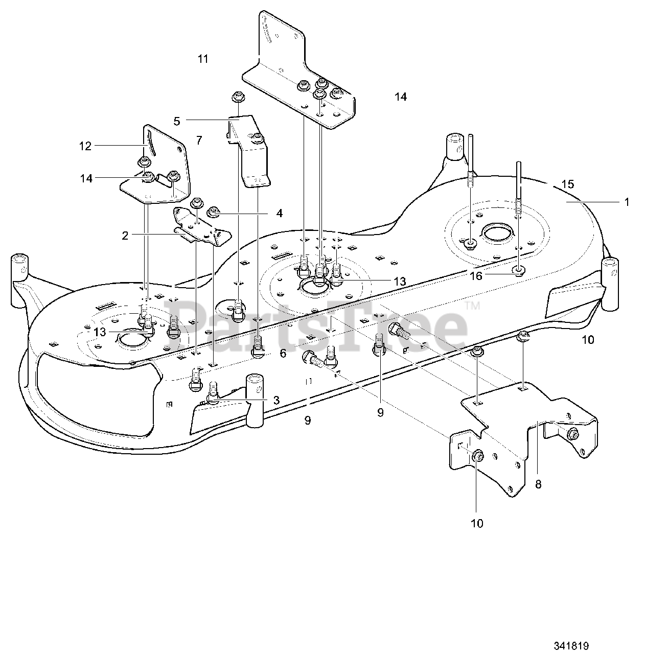 Murray 46580x8A - Murray 46" Lawn Tractor (1999) Deck Assembly (part 1 ...