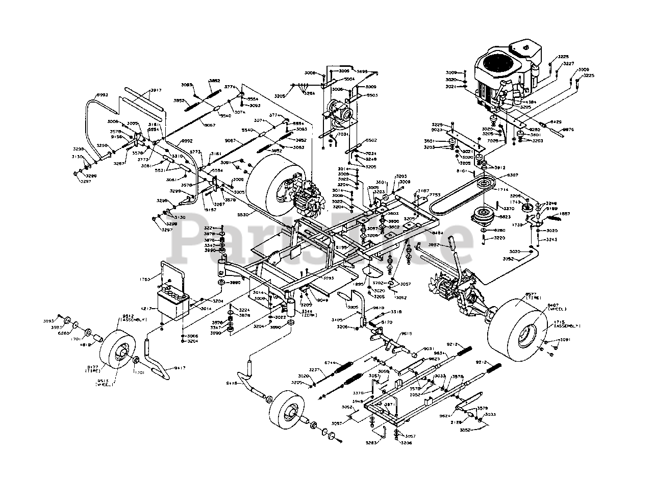 Dixon ZTR 5423 - Dixon Zero-Turn Mower (1997) CHASSIS ASSEMBLY Parts ...
