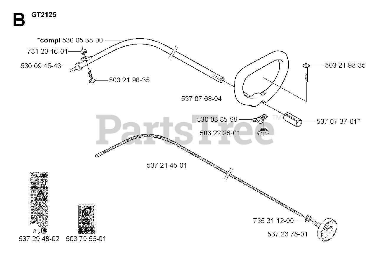 Jonsered GT 2125 - Jonsered String Trimmer (2008-09) SHAFT Parts Lookup ...