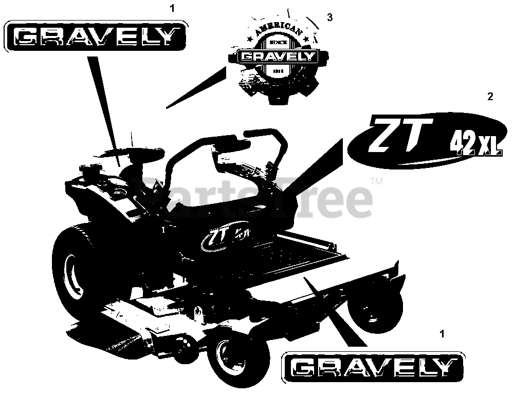Gravely 915164 (ZT XL 54) - Gravely 54" Zero-Turn Mower, Kawasaki FR ...