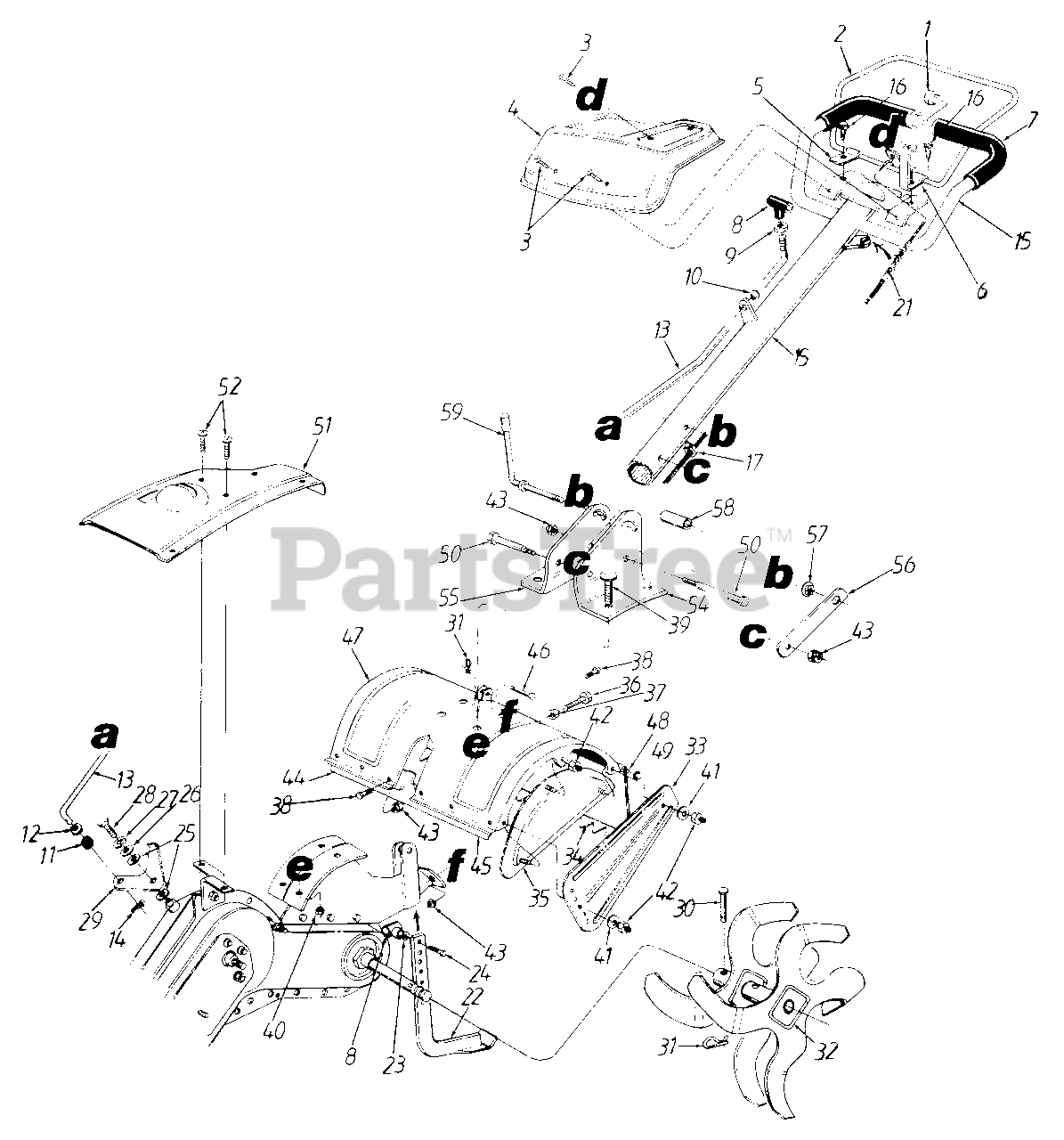 MTD 215-410-000 - MTD Tiller (1995) Rear Tine Tiller - Upper Assembly ...