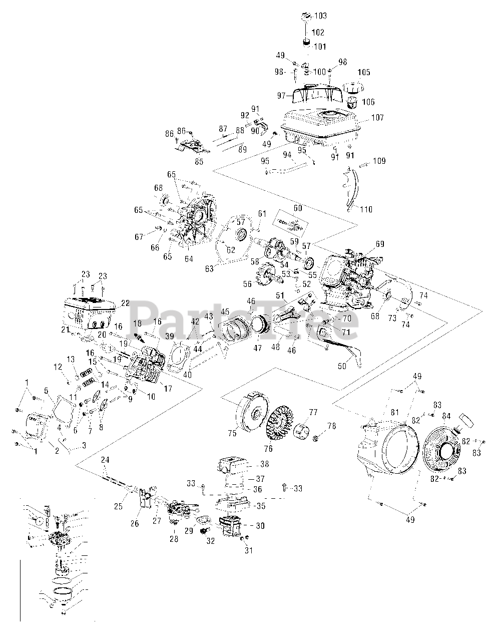 Troy-Bilt 170-V0A - Troy-Bilt Engine Engine Assembly 170-V0A Parts ...