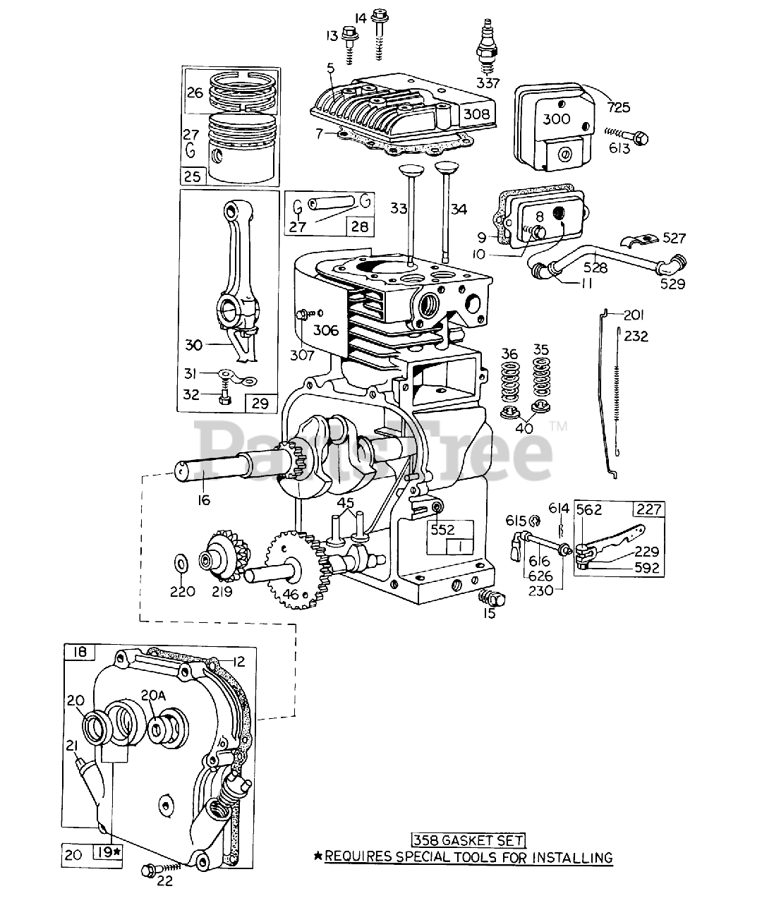 Toro 58220 - Toro 26" Tiller (SN: 005000001 - 005999999) (1975) ENGINE ...