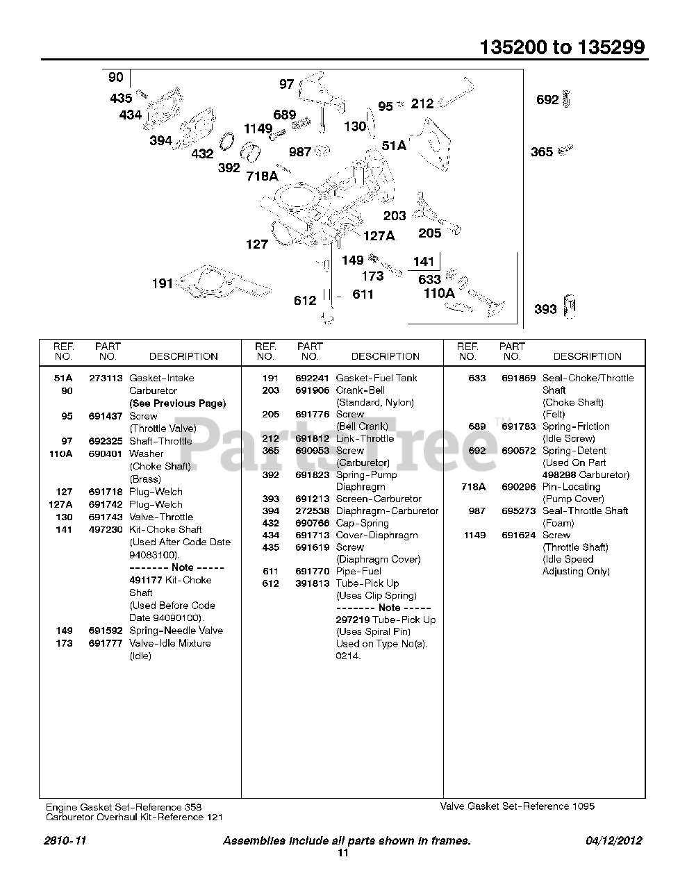Briggs & Stratton 135202-0119-01 - Briggs & Stratton Horizontal Engine ...
