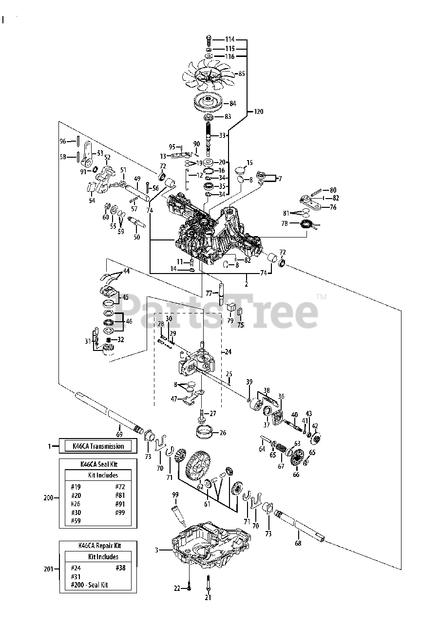 Cub Cadet LTX 1042 KW (13WG93AS010) - Cub Cadet 42" Lawn Tractor (2013) Hydrostatic Transmission ...