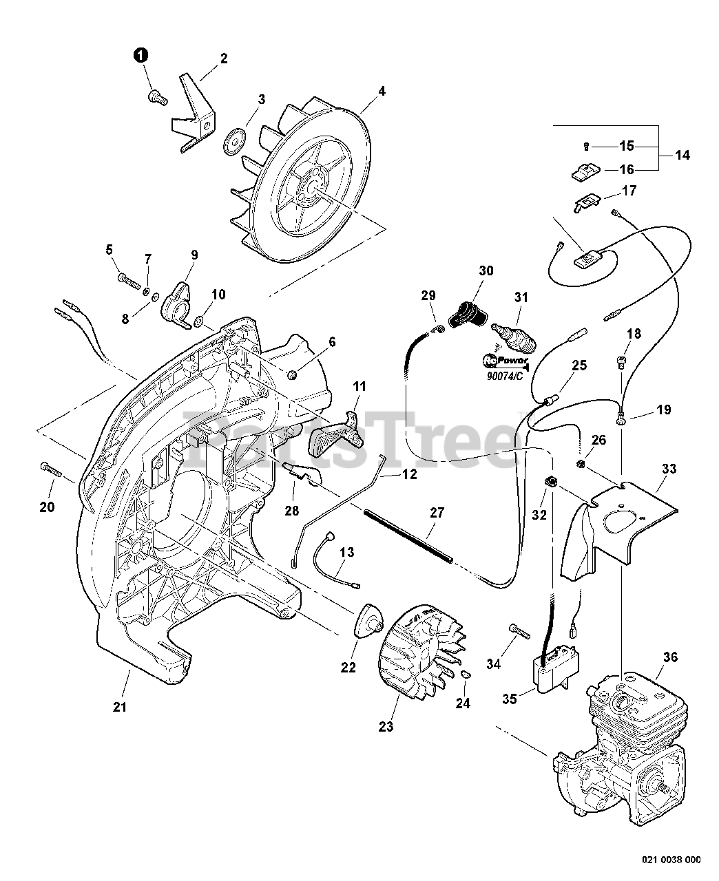 Echo ES-250 - Echo Shred N Vac Blower (SN: P38311001001 - P38311999999) Fan, Ignition, Right Fan ...