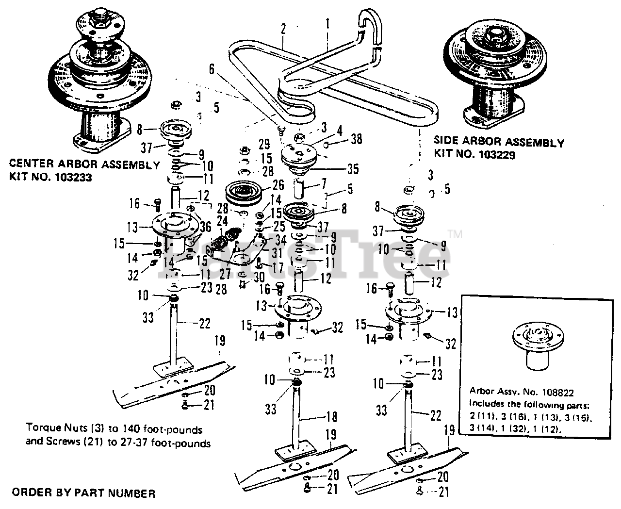 Simplicity 990885 - Simplicity 42" Mower Deck ARBOR ASSEMBLIES Parts ...
