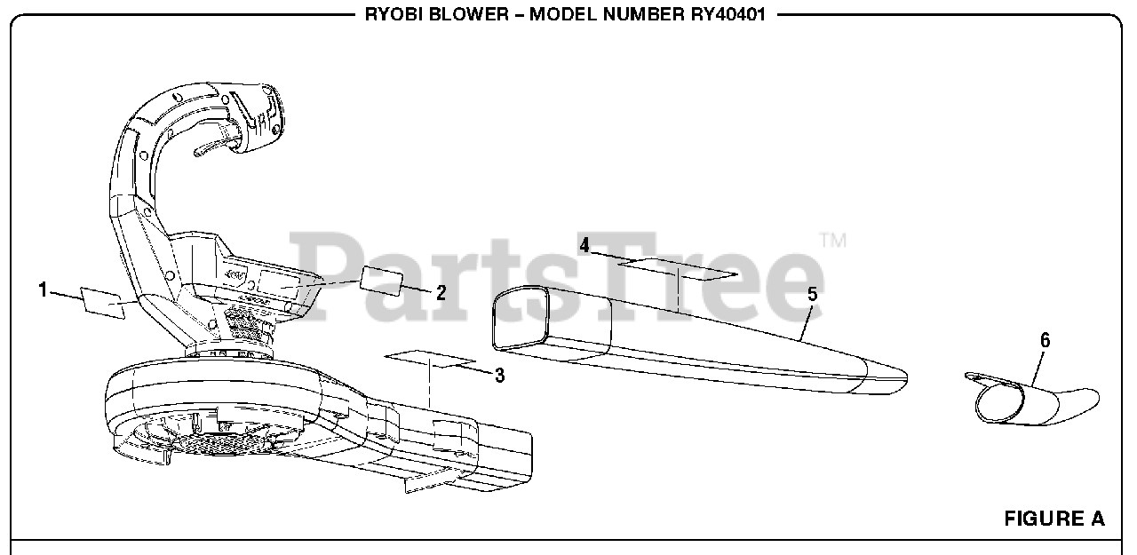 Ryobi RY 40401 - Ryobi Blower Figure A Parts Lookup with Diagrams ...