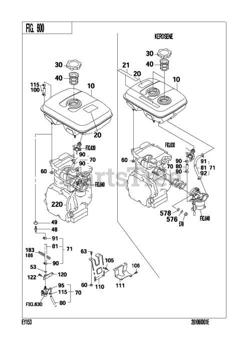 Subaru Robin EY153D30010 (EY15-3) - Subaru Robin Engine 600 Fuel ...