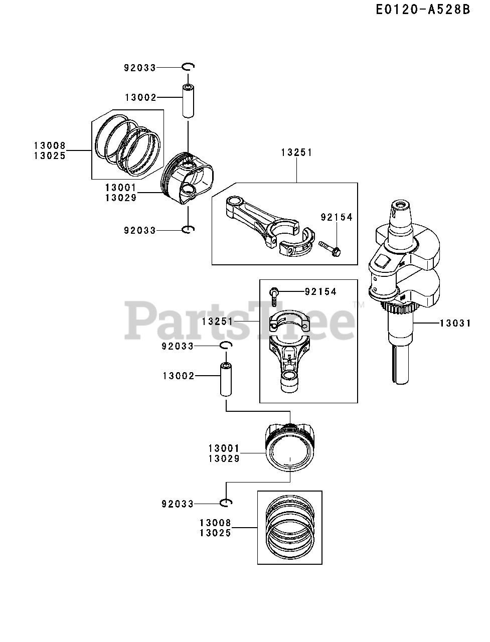 Kawasaki FR691V-FS22 - Kawaskai Engine PISTON/CRANKSHAFT Parts Lookup ...