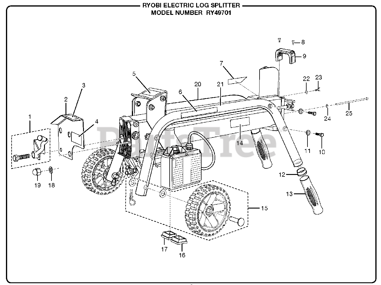 Ryobi RY 49701 - Ryobi Log Splitter, Electric General Assembly (Part 1 ...