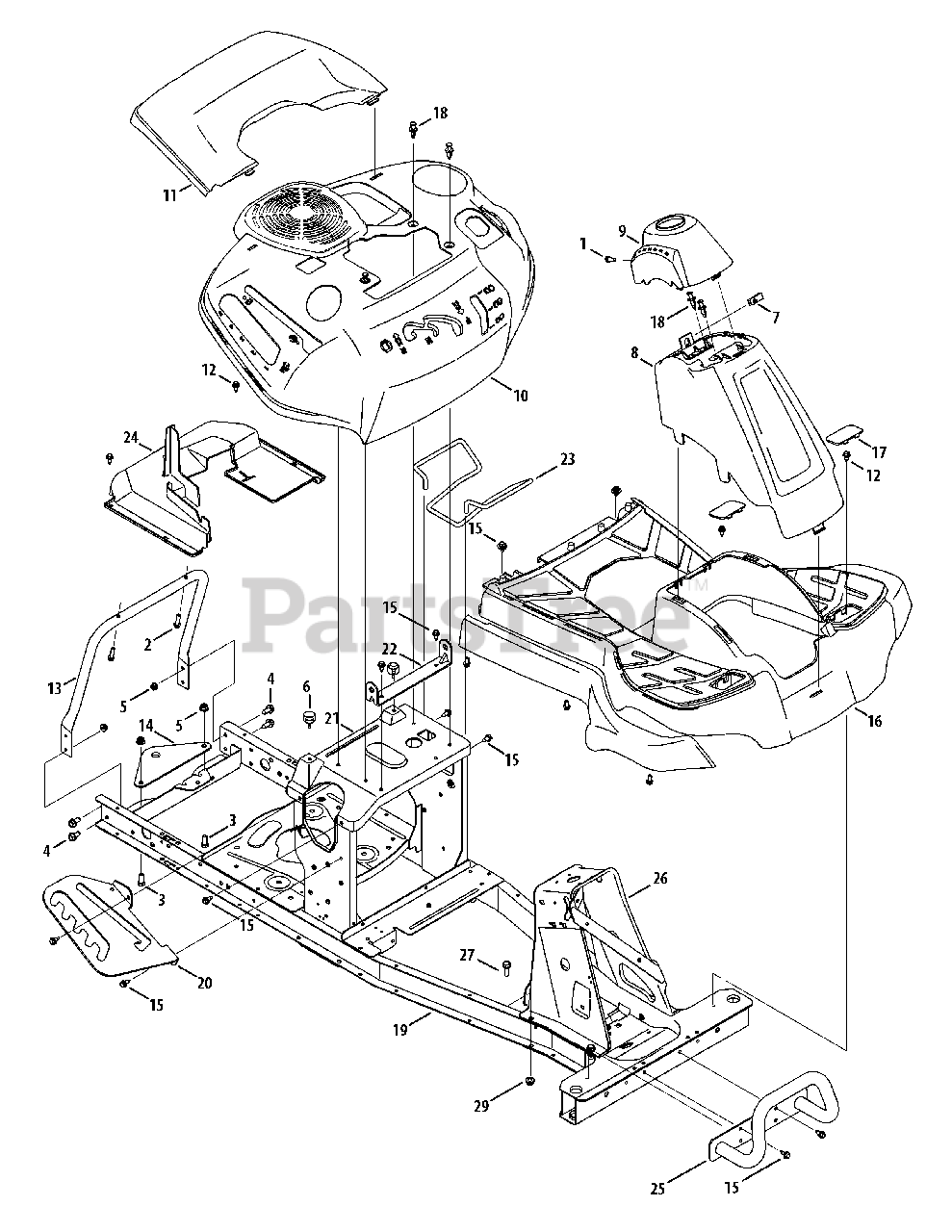 Craftsman 247.290000 (13B226JD099) - Craftsman R1000 Rear-Engine Riding ...