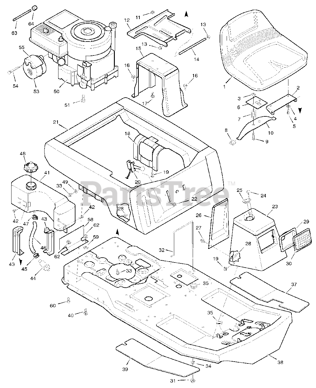 Murray 30577x8A - Murray 30" Lawn Tractor (1998) Body Chassis Parts ...