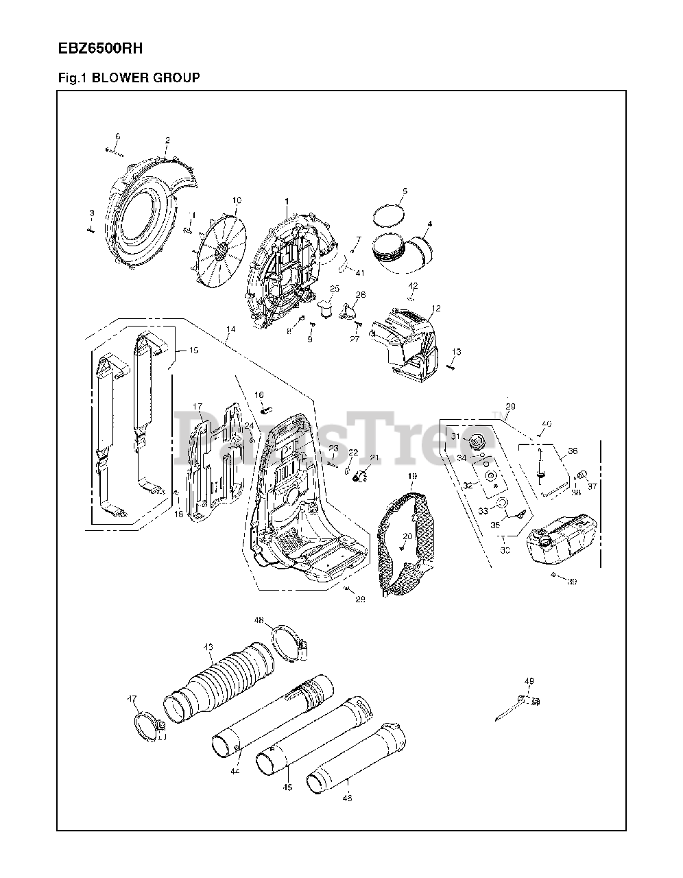 RedMax EBZ 6500 RH - RedMax Backpack Blower (2011-09) HOUSING Parts ...