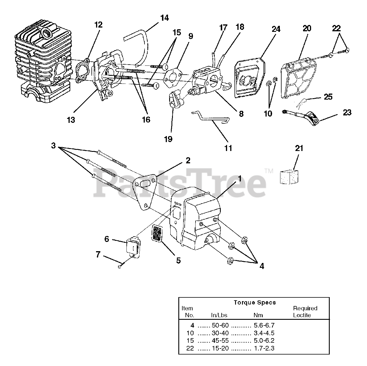 Homelite Hcs3335a Exploded Diagram Of Chainsaw With Components