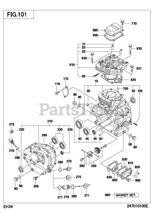 Subaru Robin EH340JG1130 (EH34) - Subaru Robin Engine 101 Crankcase ...